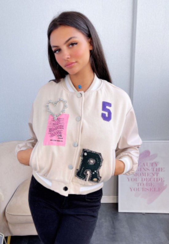 Kort Baseball jacket - bomber - dames maat 36 dames S beige | bol