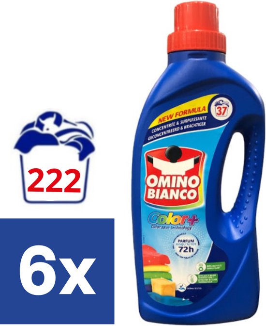 Omino Bianco Color+ Vloeibaar Wasmiddel - 6 x 1.48 l (222 wasbeurten) | bol