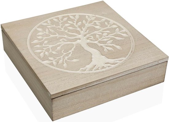 Decoratieve Doos Versa Boomstructuur Hout (24 x 6 x 24 cm) | bol