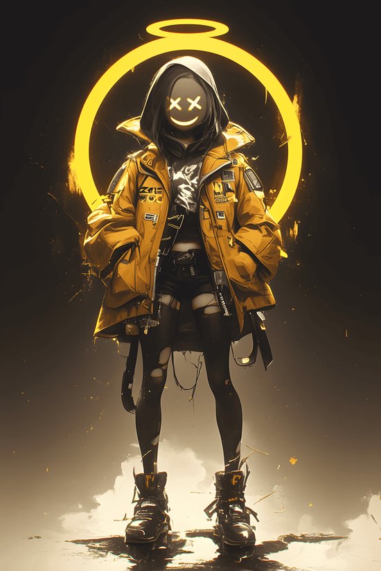 Gele Ring Poster | Punk Smiley Poster | Punk Poster | Gezichtsposter ...