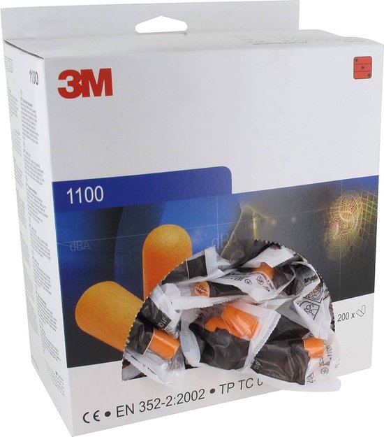 3M 1100 oordoppen - 200 stuks - 37dB - Geluidstoppers - bouw - slapen -... | bol