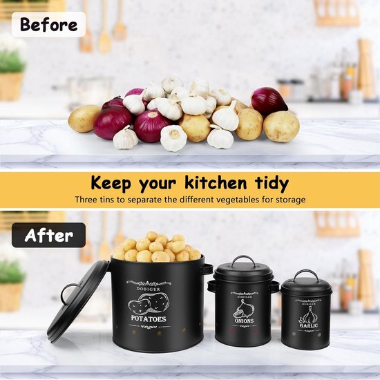 Potato Storage Box, 3 Pieces Potato Onion Garlic Storage, Potato Box ...