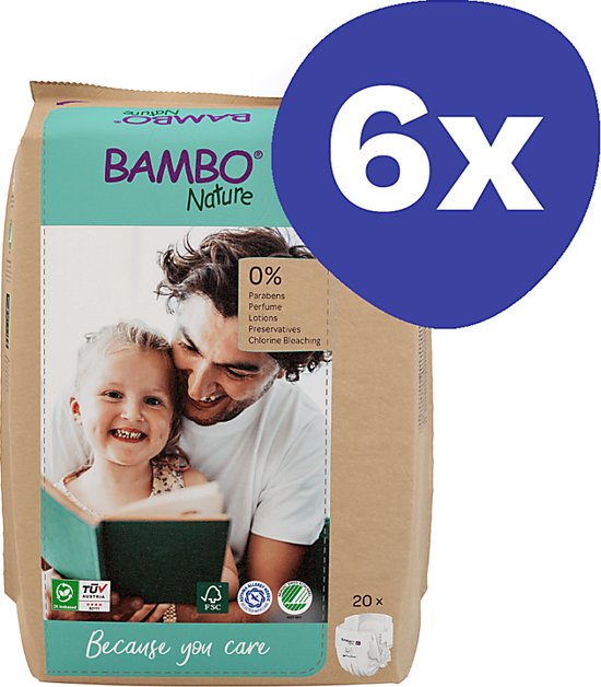 Bambo Nature Luiers - XL Plus - maat 6 (6x 20 stuks) | bol