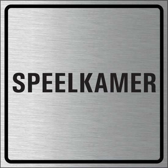 Speelkamer bordje, geborsteld aluminium 200 x 200 mm | bol