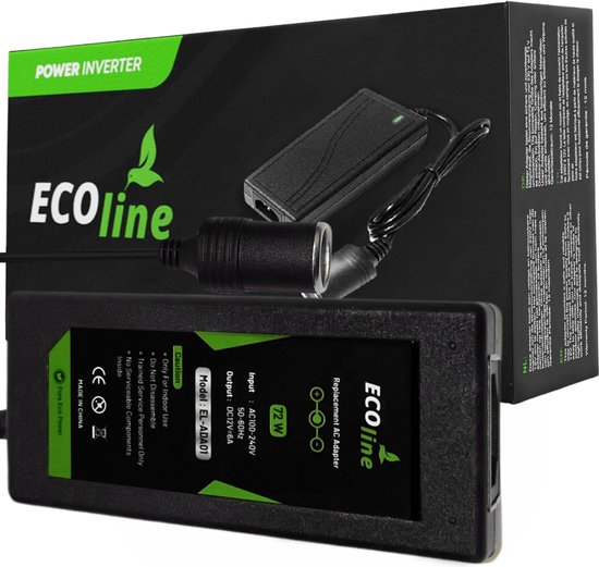 EcoLine - Adapter 230V naar 12V aansluiting 72W - Omvormer AC naar DC - voor Koelbox -... | bol