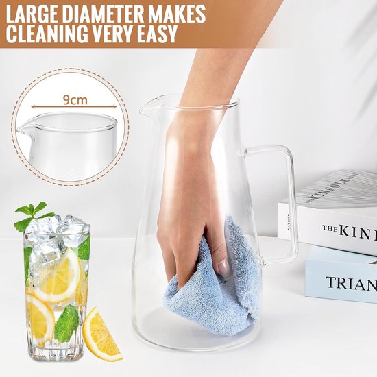 Waterkaraf met deksel, roestvrij staal, 1,8 l, glazen karaf van ...