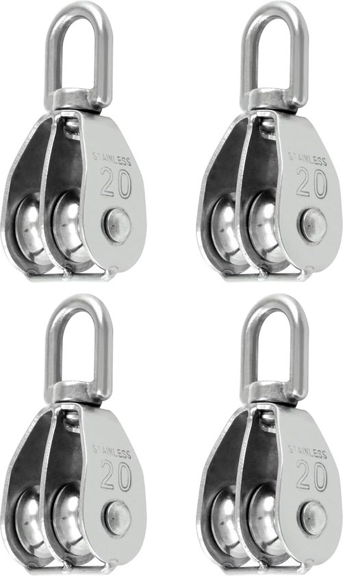 4 stuks M20 dubbele katrol roestvrij staal 304 katrol riemschijf voor ...