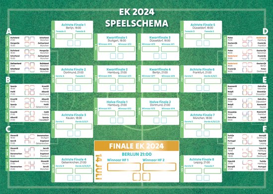 EK voetbal 2024 | EK speelschema poster | A3 formaat | 29.7 x 42 cm | Fotofabriek | bol