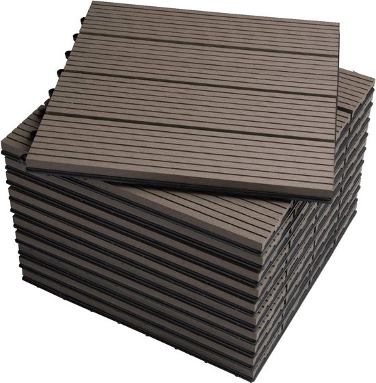 WPC Click Tiles - Terrastegels voor buiten - In elkaar grijpende tegels ...