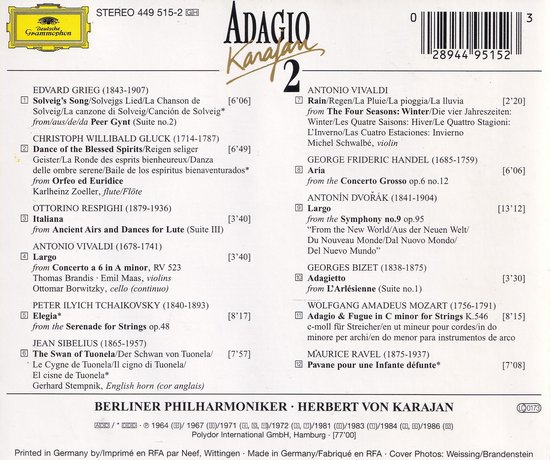 Adagio Karajan 2 - Berliner Philharmoniker o.l.v. Herbert von Karajan ...