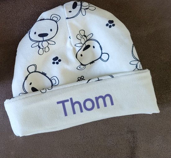 handgemaakte newborn/baby muts met geborduurde naam/gepersonaliseerd | bol