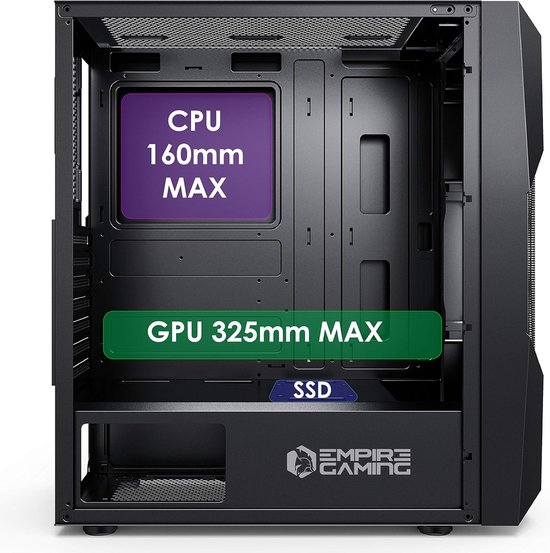 EMPIRE GAMING - ONYX Behuizing PC Gamer ARGB-Miditoren ATX/Micro-ATX ...