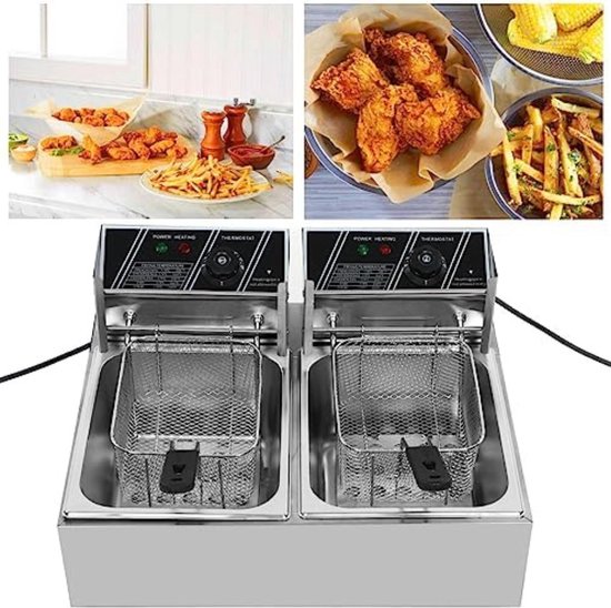 Dubbele frituurpan - Dubbele friteuse - Dubbele frietpan - ‎60 x 50 x ...