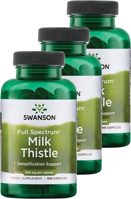 Swanson | Full Spectrum Milk Thistle 500mg | 100 Capsules | 3 stuks | 3 ...