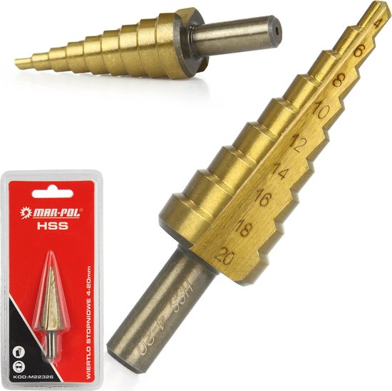 Stappenboor 4-20mm HSS Titanium - Trappenboor - Verzinkboor | bol