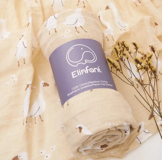 Baby doek - 120 x 110 cm - Bamboe katoen - Mousseline doek - Ganzen ...