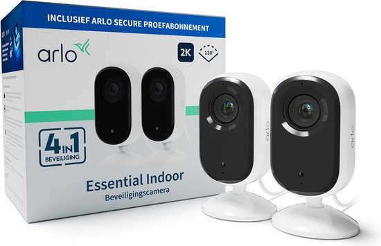 Arlo Essential 2K bedrade beveiligingscamera voor binnen - 2 IP-Camera ...