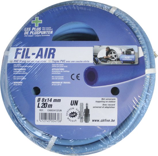 CriKo persluchtslang voor compressor - 20 meter - Zeer flexibel - Ø 14 ...