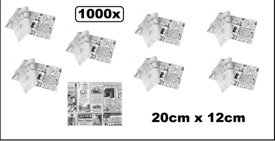 1000x Snack vellen Old Newspaper 20cm x 12cm - thema Krant ...