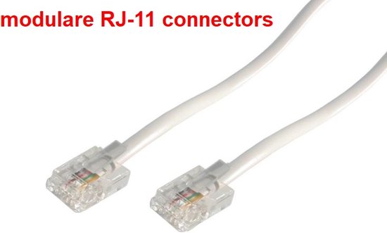 TELEFOONKABEL - 20m – soepel - met modulaire RJ11-connectors 6P4C - 4 ...