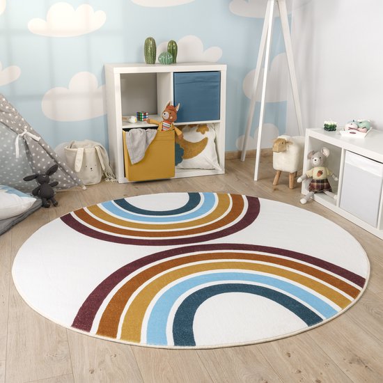 Paco Home Tapijt Rond Voor Kinderen Vloerkleed Kinderkamer Regenboog ...
