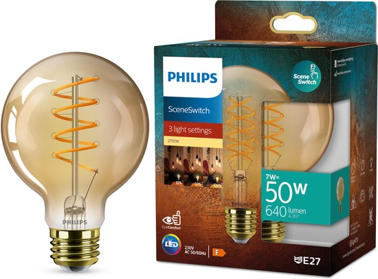 Philips Deco LED - SceneSwitch - 50W - E27 fitting - G95 Globe lampvorm -... | bol