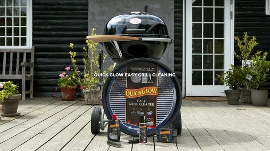 QuickGlow - BBQ cleanerset SPRAY: BBQ Borstel + BBQ Grill Sponzen(2 ...