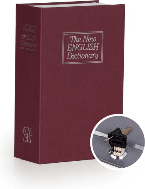 Securata Boek kluis met Sleutelslot - Bordeaux - 15.5 x 24 x 5.5 cm ...