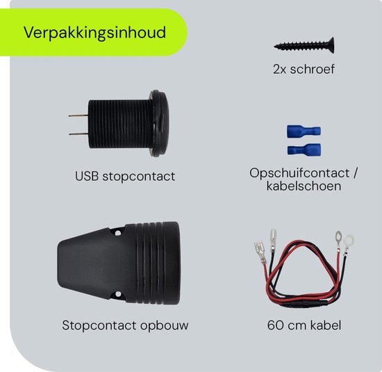 ProRide® 12V USB Stopcontact 2 Poorten Opbouw - 5V/2.1A - USB Autolader ...