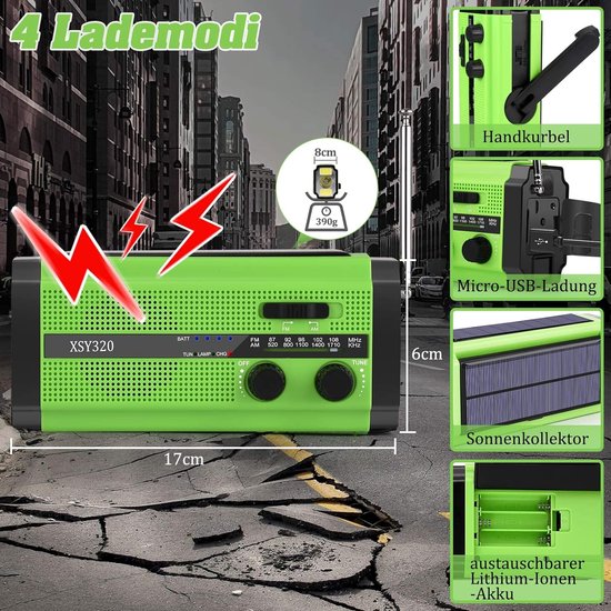 Noodradio Solar Opwindbaar - Noodradio Opwindbaar - Opwindbare Radio ...