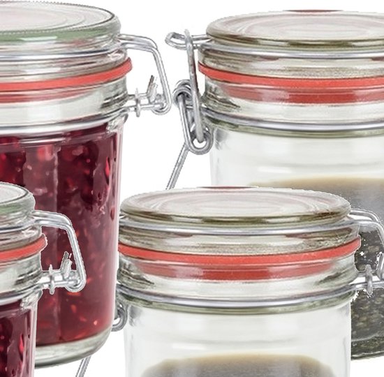 Weckpotten/inmaakpotten - set 4x stuks - 300 ml/400 ml - glas - met ...