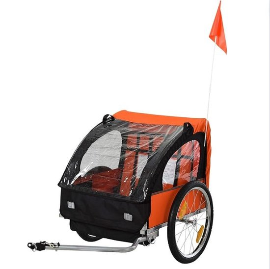 Fietskar Voor 2 Kinderen - Regenwerende Kinderfietskar Met 40 kg ...
