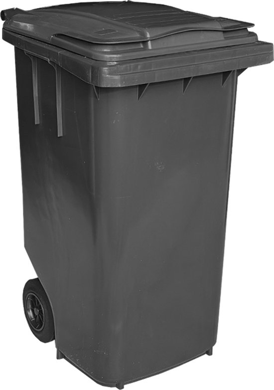 Afvalcontainer 240 liter grijs met geïntegreerde wielen | bol
