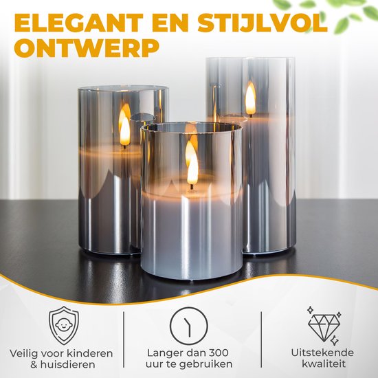 Bandif Oplaadbare LED Kaarsen - Goud - Set van 3 - USB Oplaadbaar | bol