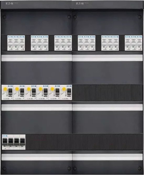 Eaton groepenkast, 18 groepen, 6 aardlekschakelaars 2-P ...