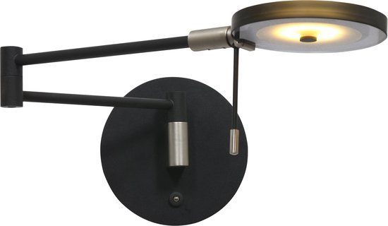 Verstelbare leeslamp | wandlamp / muurlamp dimbaar | zwart met smoke ...