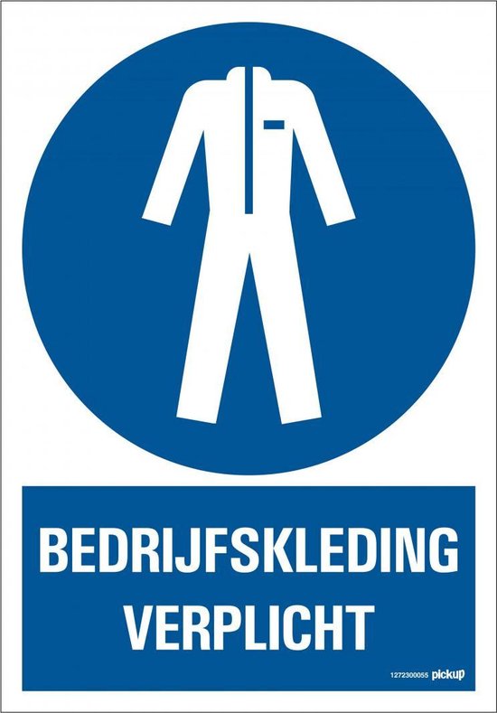 Bedrijfskleding verplicht bord met tekst 297 x 420 mm | bol.com