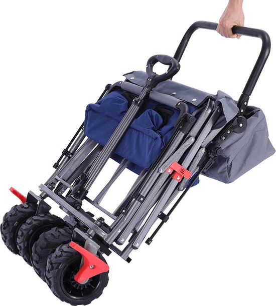 AREBOS Luxe Bolderkar Opvouwbare - Bolderkar Luchtbanden - XXL Tas - Blauw/Grijs | bol