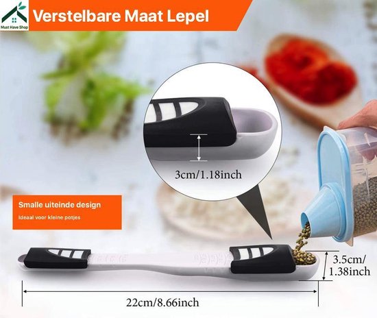 9 in 1 Opscheplepel - Handige Schuifbare Maatlepel, dubbelzijdig ...