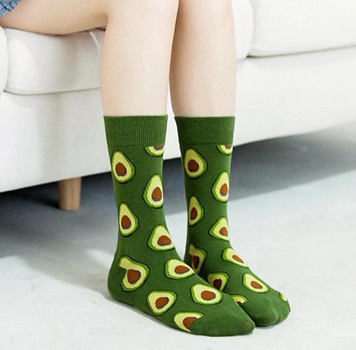 Groene sokken met Avocado's - Grappig/eten sokken dames Maat 36-40 ...