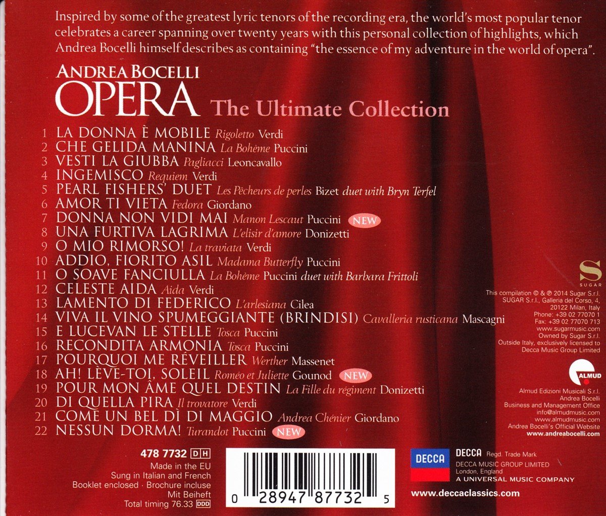 Andrea Bocelli - Opera - The Ultimate Collection (CD), Andrea Bocelli ...