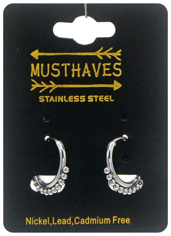 Oorbellen met Balletjes - RVS Oorringen - Ø 12 mm - Zilverkleurig | bol