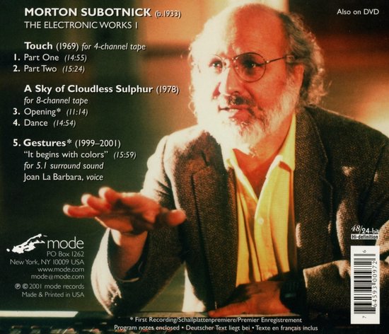 Morton Subotnick & Joan La Barbara - Volume 1 Electronic Works / Touch ...