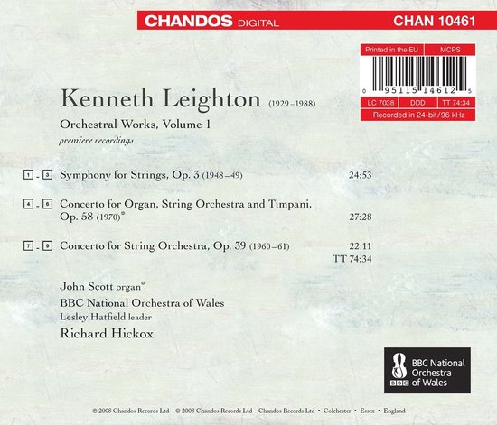 John Scott, BBC National Orchestra Of Wales, Richard Hickox - Leighton: Orchestral... | bol