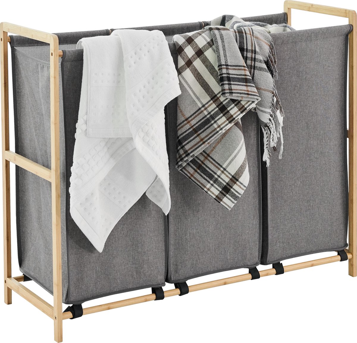 ACAZA Grote Wassorteerder met 3 Vakken - XL Wasmand - Stof / Bamboe ...