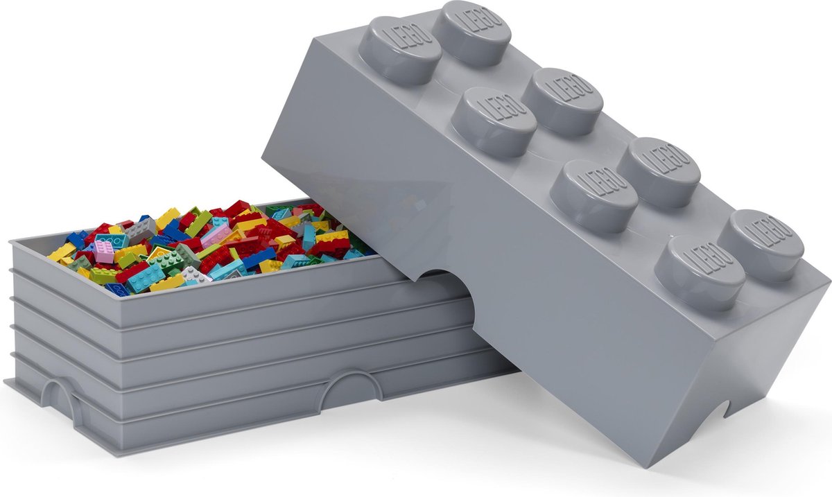 LEGO Brick 8 Opbergbox - Grijs - 12 L - 50x25x18 cm - Kunststof | bol.com
