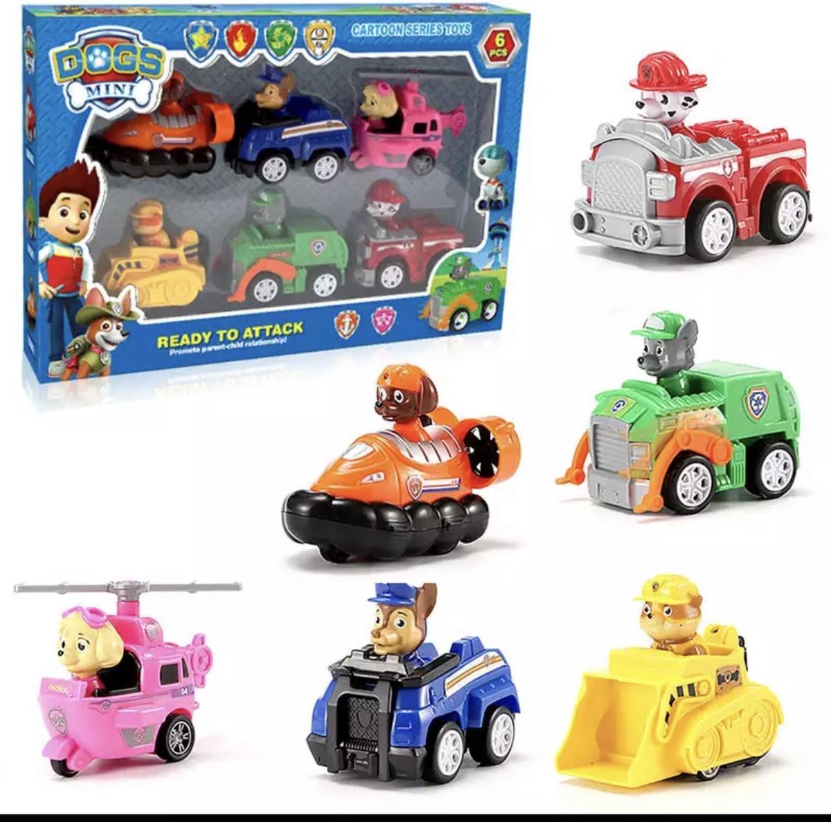 Paw Patrol Rescue Vehicles - coffret cadeau de 6 voitures - Marshall ...