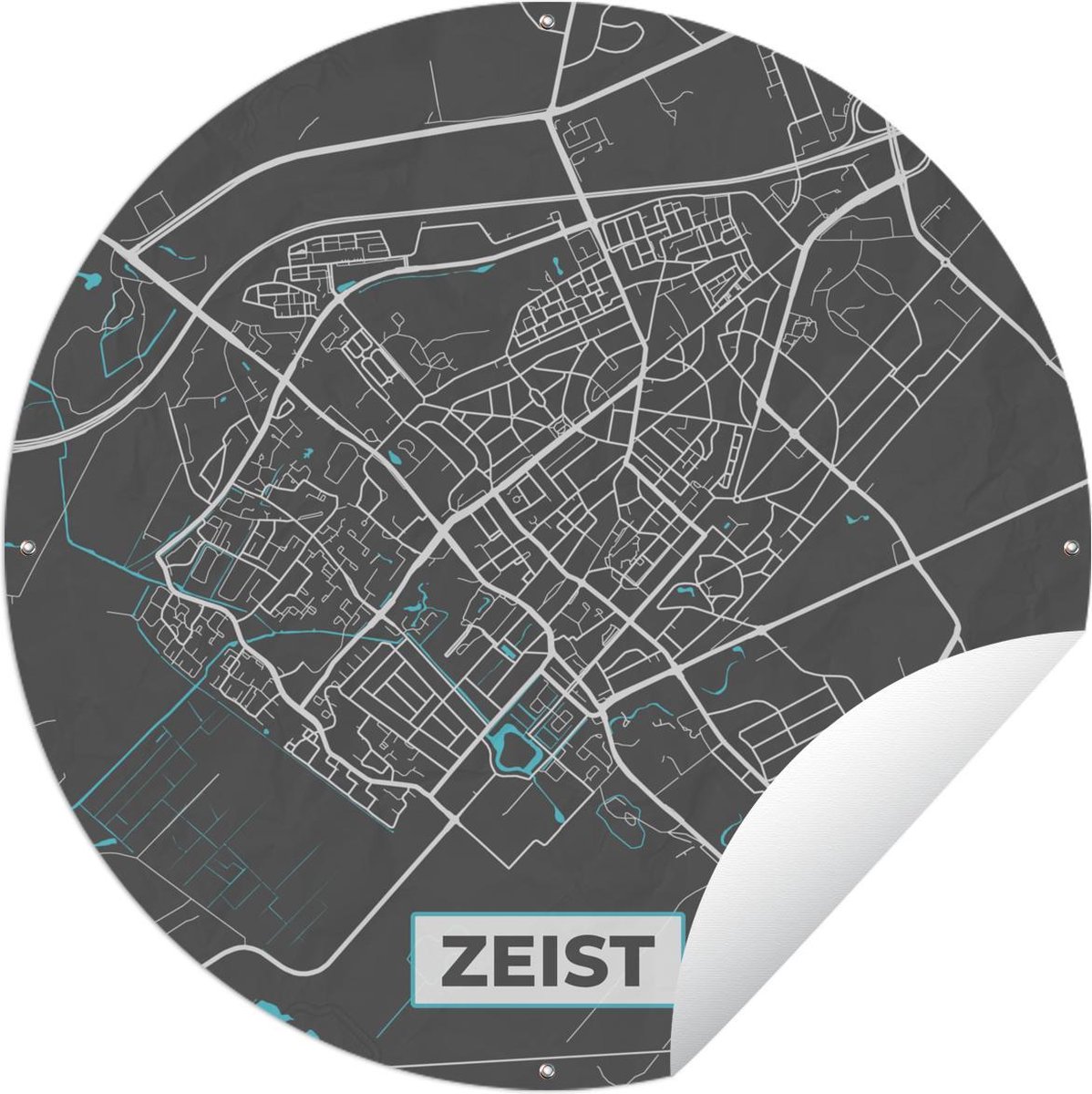 Tuincirkel Plattegrond - Zeist - Grijs - Blauw - 120x120 cm - Ronde ...