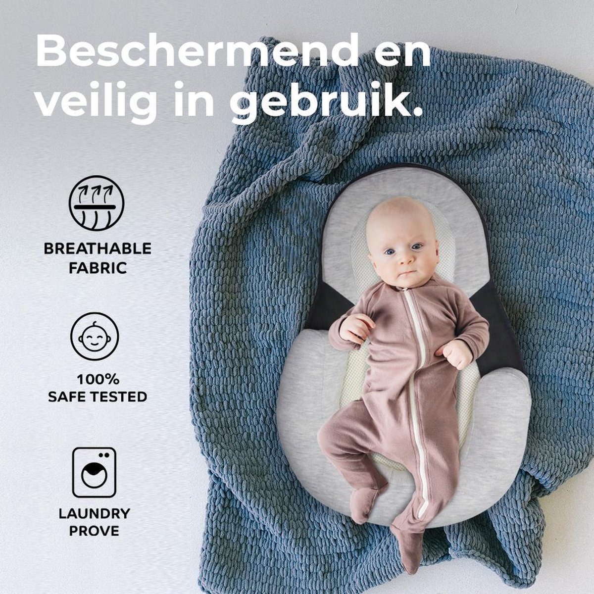 Deryan Ergonomisch Babykussen met Afneembare Hoes - Tegen plat ...