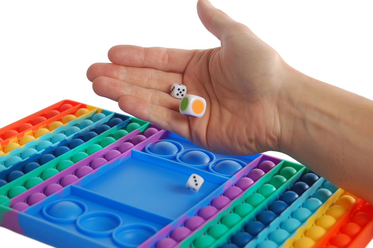 Plop Up! Jumbo - XXL Pop It - Rainbow Fidget Toys met 3 dobbelstenen ...